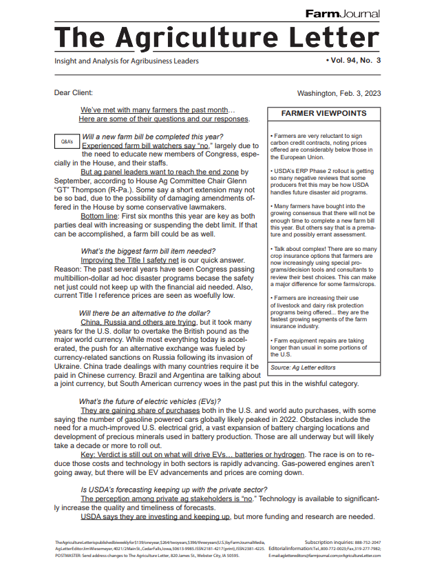 Agriculture Letter - Feb. 3, 2023 | Pro Farmer
