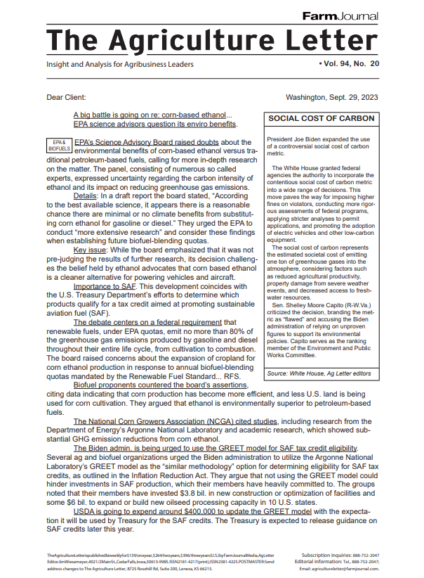 The Agriculture Letter - Sept. 29, 2023 | Pro Farmer