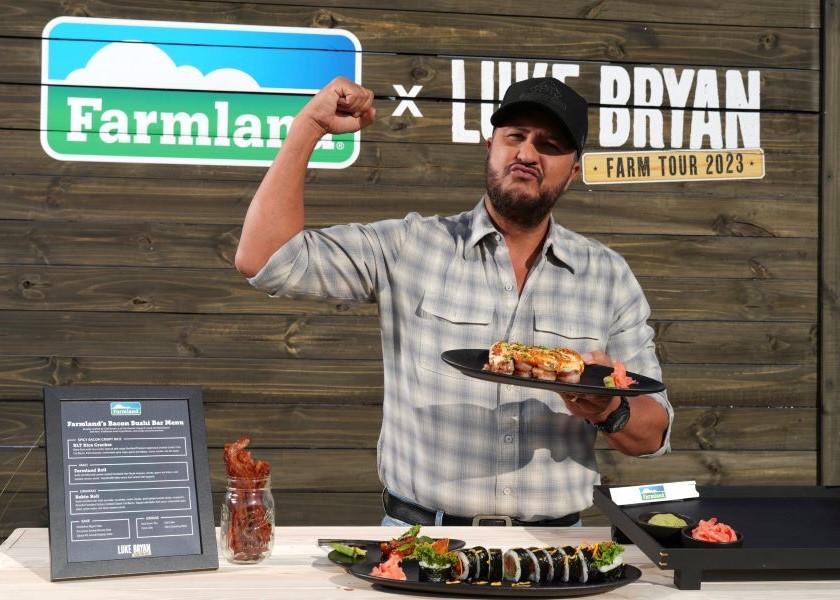 Bacon Sushi Bar Captures Luke Bryan's Attention on Farm Tour 2023 ...